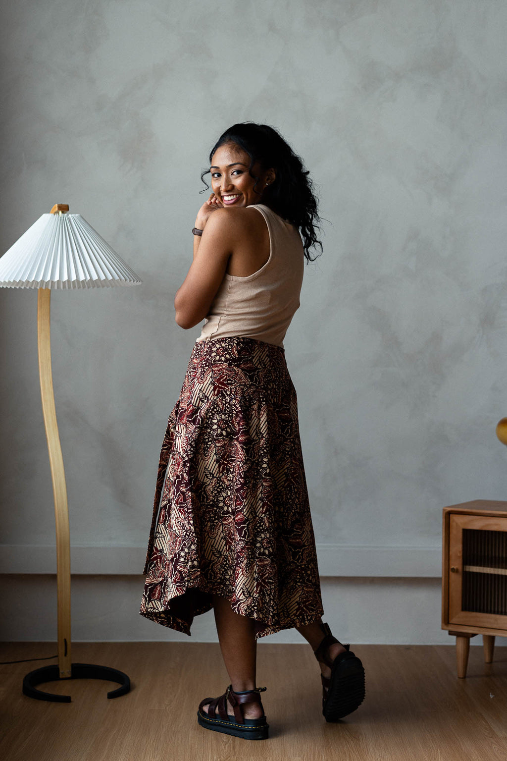 Batik Cascade Skirt | Sekar Burgundy – Studio Gypsied